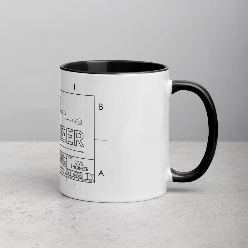 Civil Engineer Coffee Mug Engineering Drawing With Dimensions ...