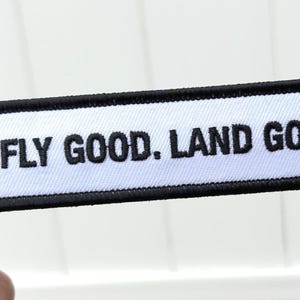 Aviation Keychain Fly Good Land Gooder Embroidered Keychain - Aviation ...