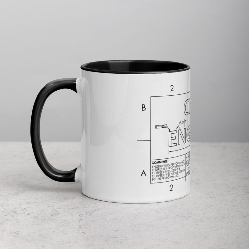 Civil Engineer Coffee Mug Engineering Drawing With Dimensions ...