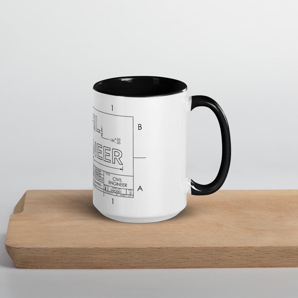 Civil Engineer Coffee Mug – Engineering Drawing With Dimensions, GD&T ...