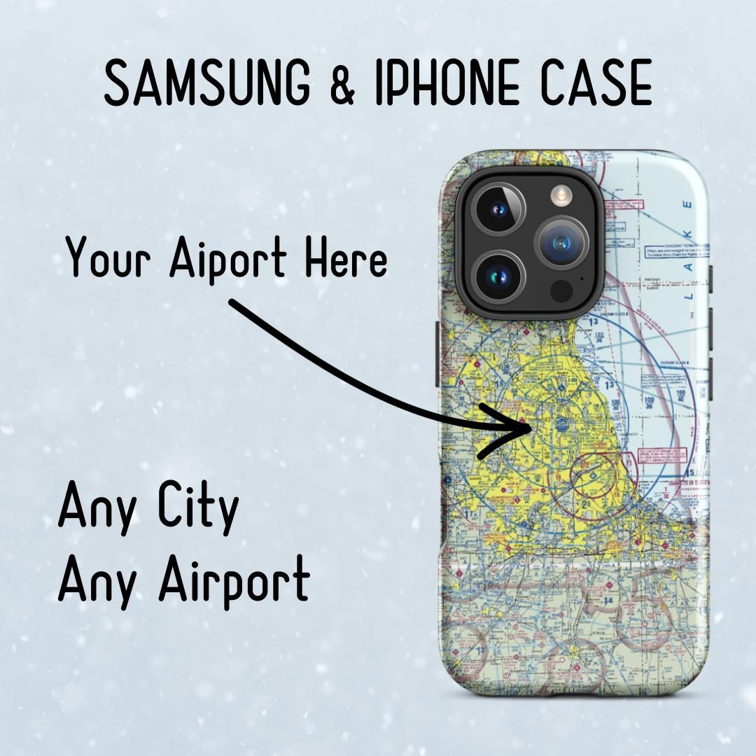 Aviation iPhone Case Pilot Gift With Custom Airport Map VFR Chart ...