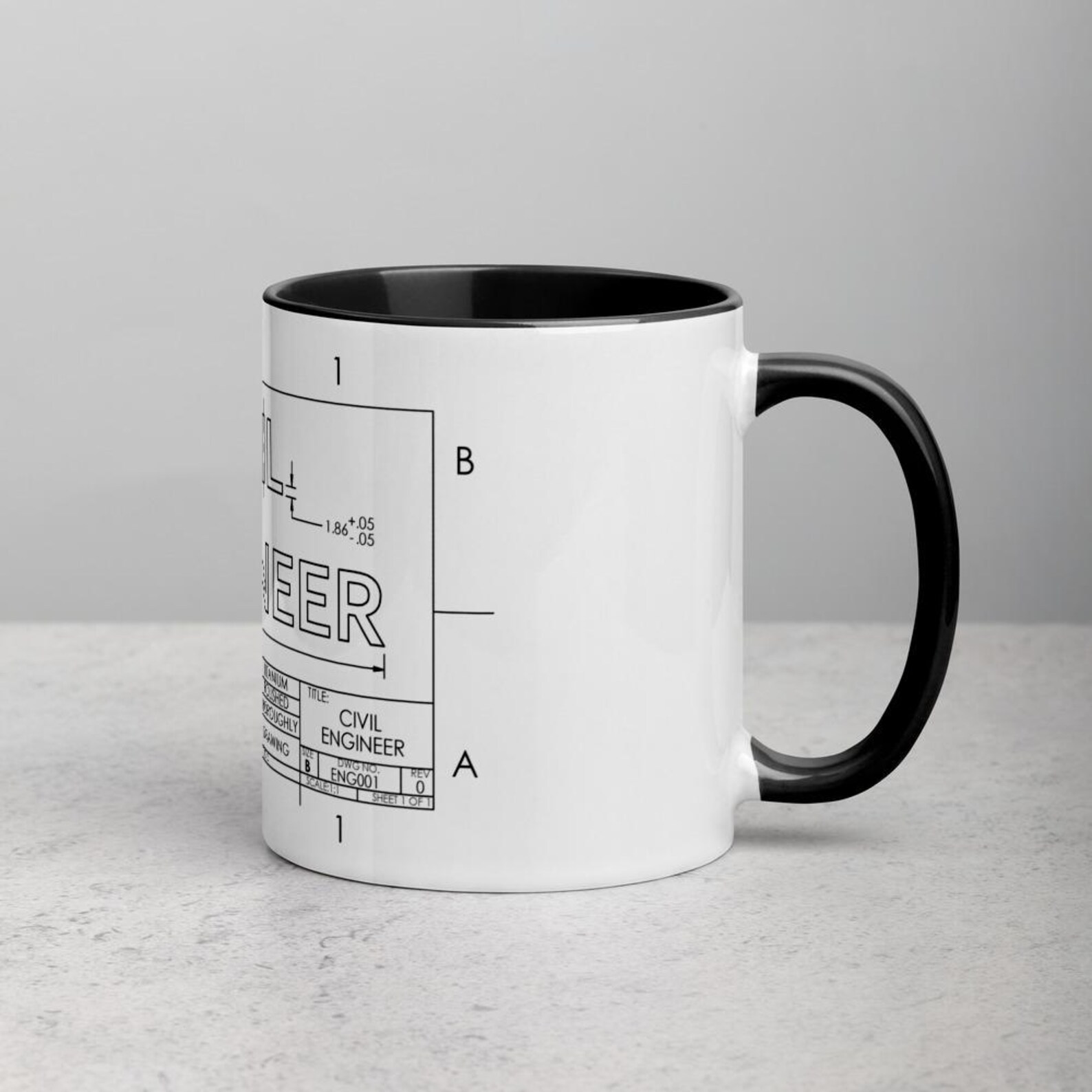 Civil Engineer Coffee Mug – Engineering Drawing With Dimensions, GD&T ...