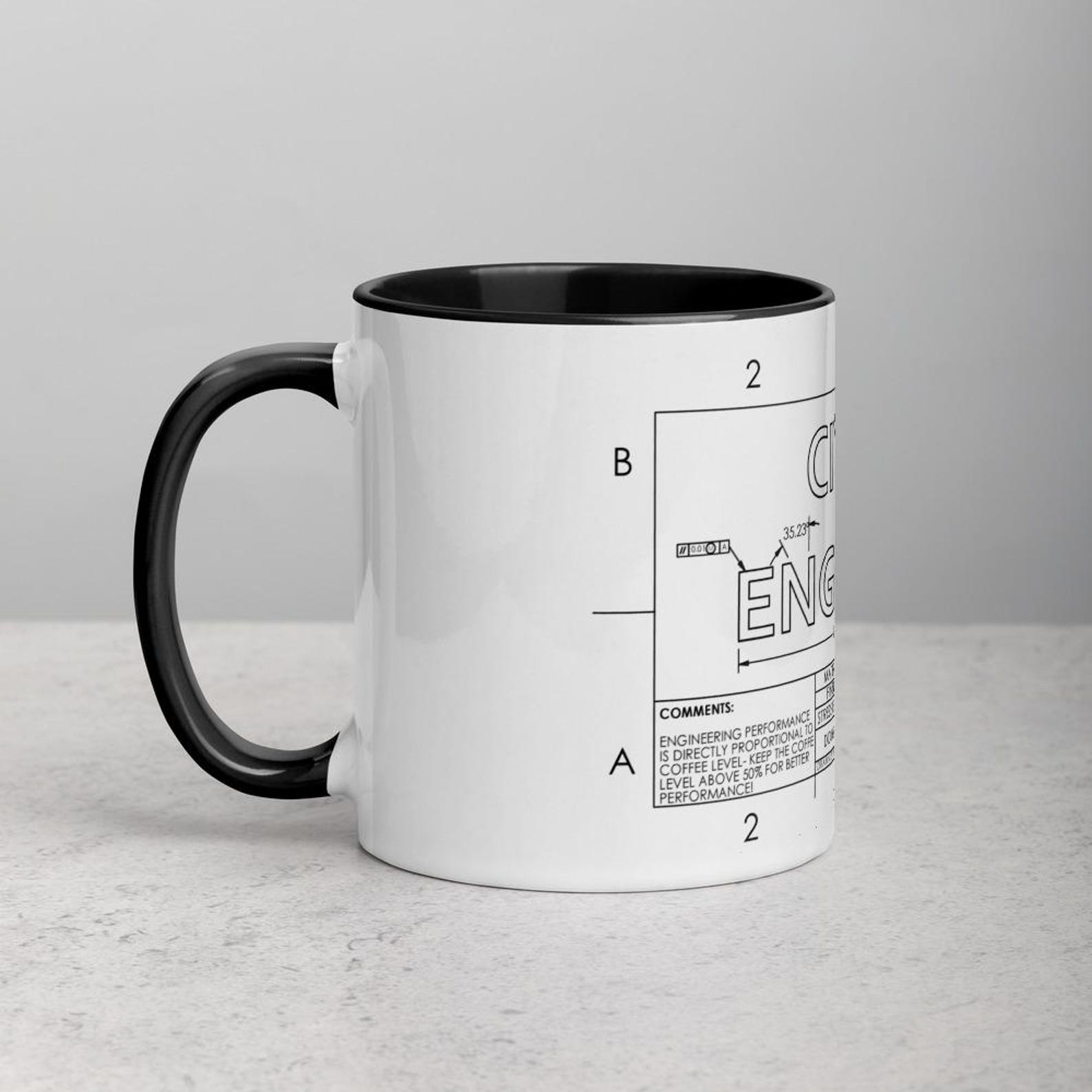 Civil Engineer Coffee Mug – Engineering Drawing With Dimensions, GD&T ...
