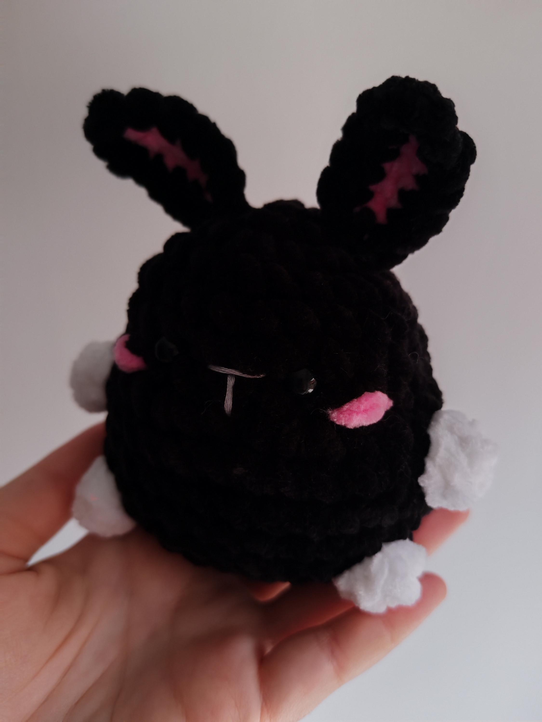 Gray and Black Bunny Rabbit Plush Toy Handmade Crochet Amigurumi - Soft ...