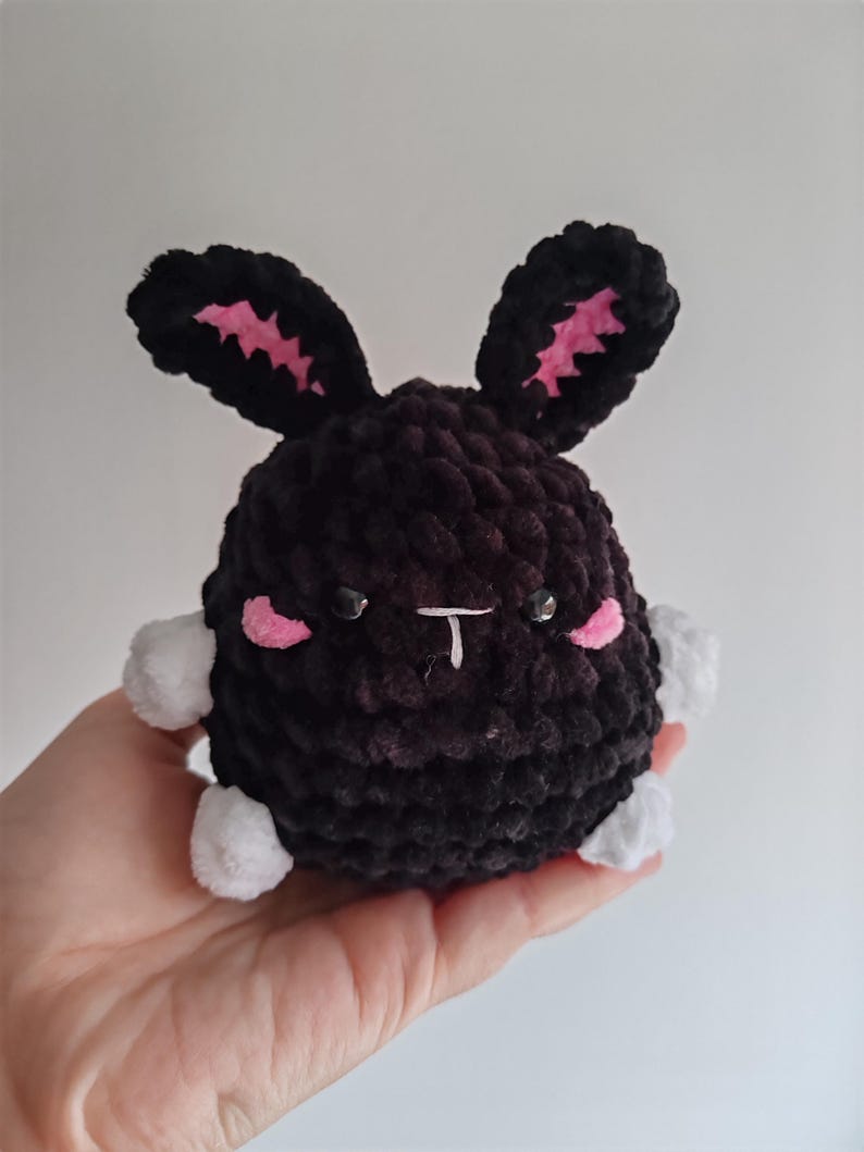 Gray and Black Bunny Rabbit Plush Toy Handmade Crochet Amigurumi - Soft ...