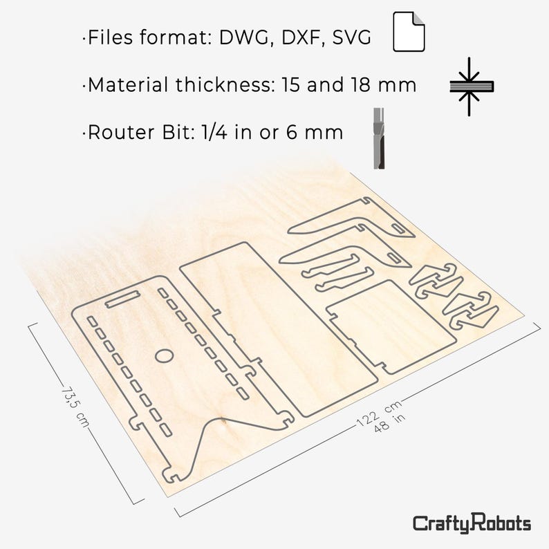 Standing Desk CNC Plans - DXF Dwg SVG Files for Minimalist Ergonomic ...