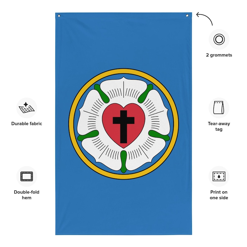 Luther Rose Banner - Lutheran Protestant Christianity Gift - Martin ...
