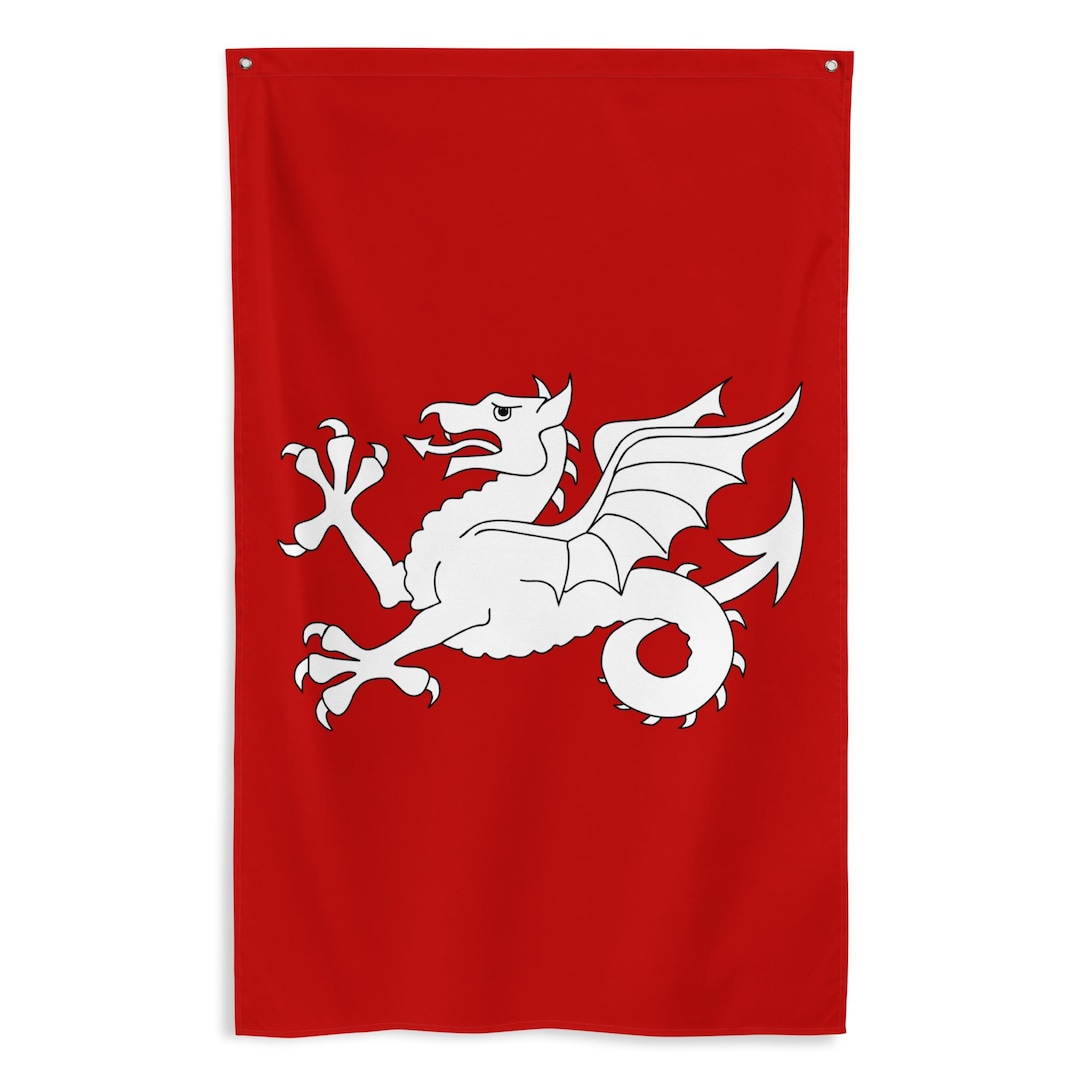 White Wyvern Anglo Saxon Banner - Anglo-saxon England Flag - English ...