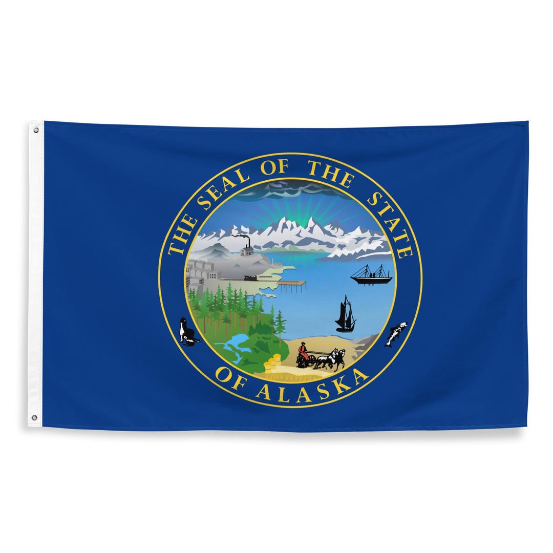 Alaska State Seal Flag - US State Seal of Alaska Flag - Patriotic ...