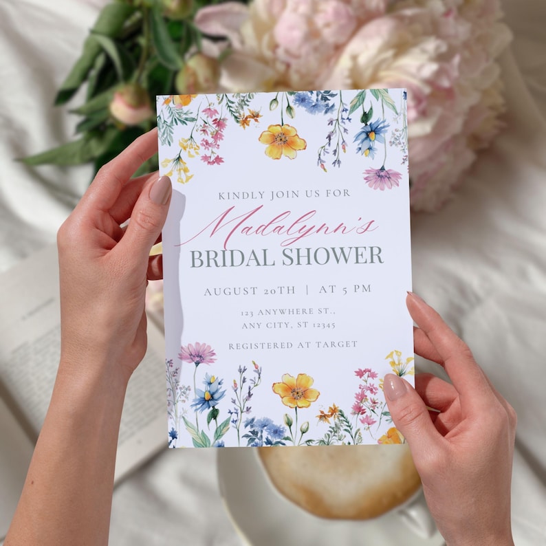 Wildflower Bridal Shower Invitation, Colorful Floral Bridal Shower ...