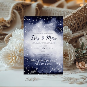 Starry Night Wedding Invitation - Elegant Starry Sky Bridal Invite ...