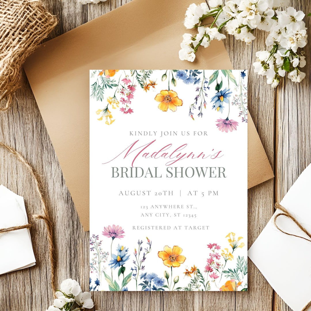 Wildflower Bridal Shower Invitation, Colorful Floral Bridal Shower ...
