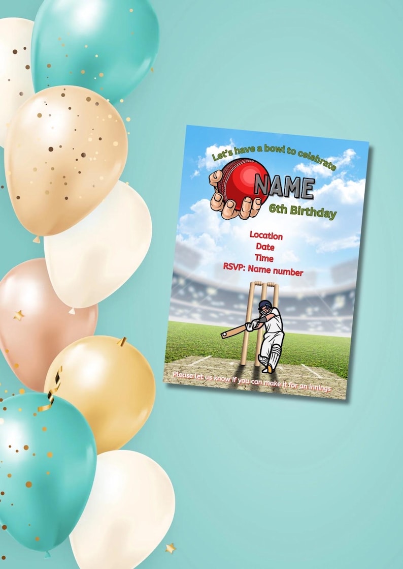 Boys Cricket Themed Birthday Invitation - Etsy