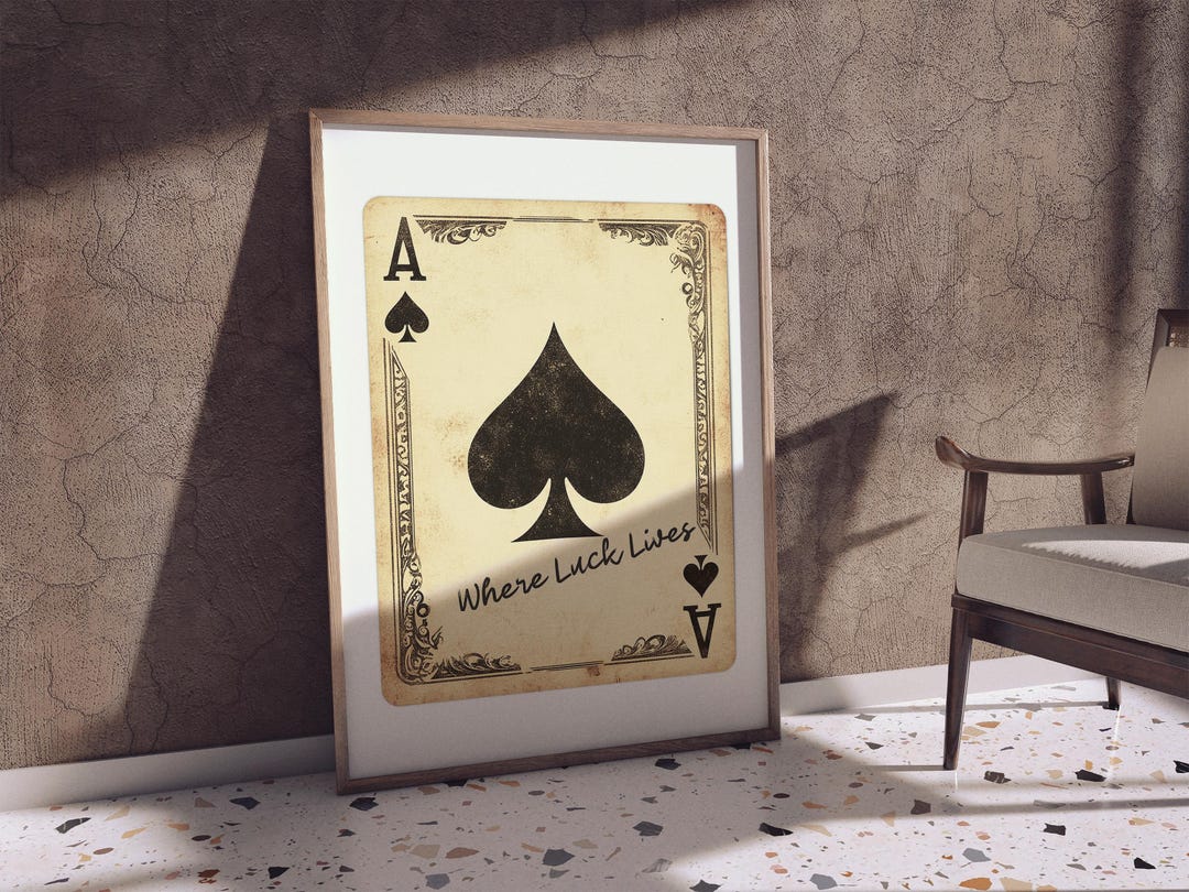 Vintage Ace of Spades Art Print – Retro Game Room Decor (digital ...