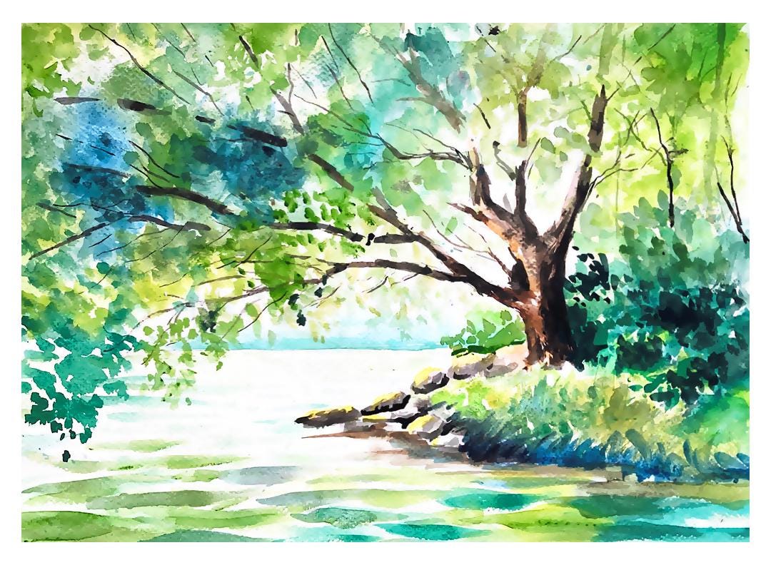Greenery Painting Watercolor Wall Art Greenery Home Decor for Summer ...