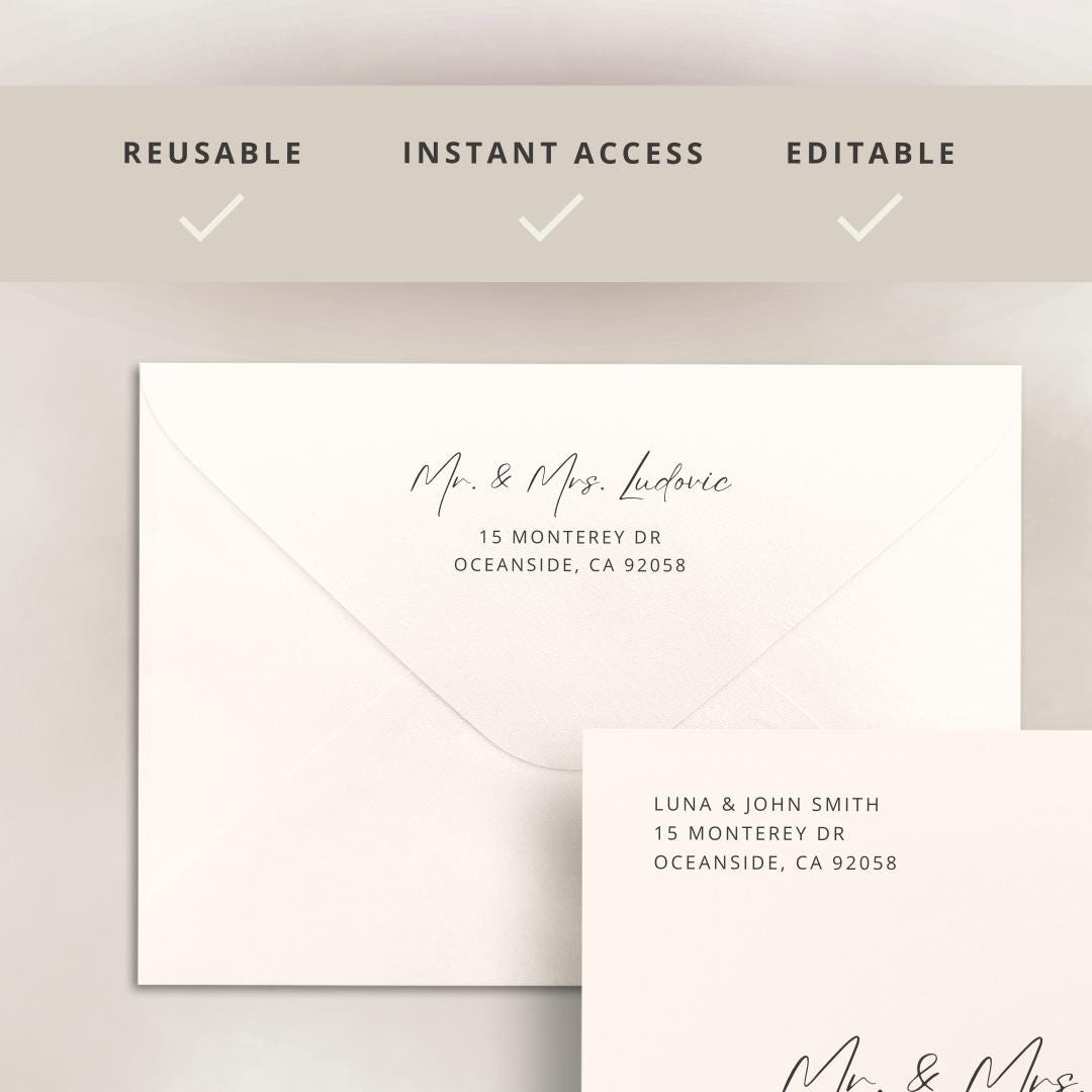 Minimalist Wedding Envelope Template Editable Canva Design for ...