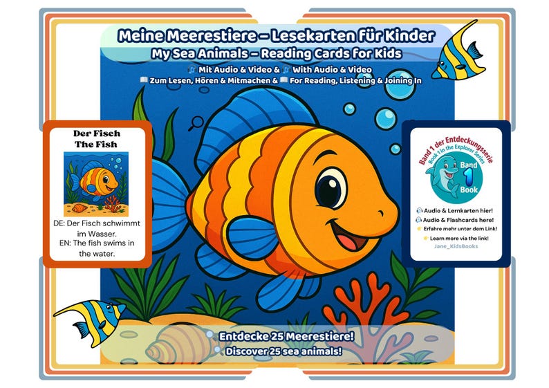 My Sea Animals Flashcards for Kids | Bilingual German English ...