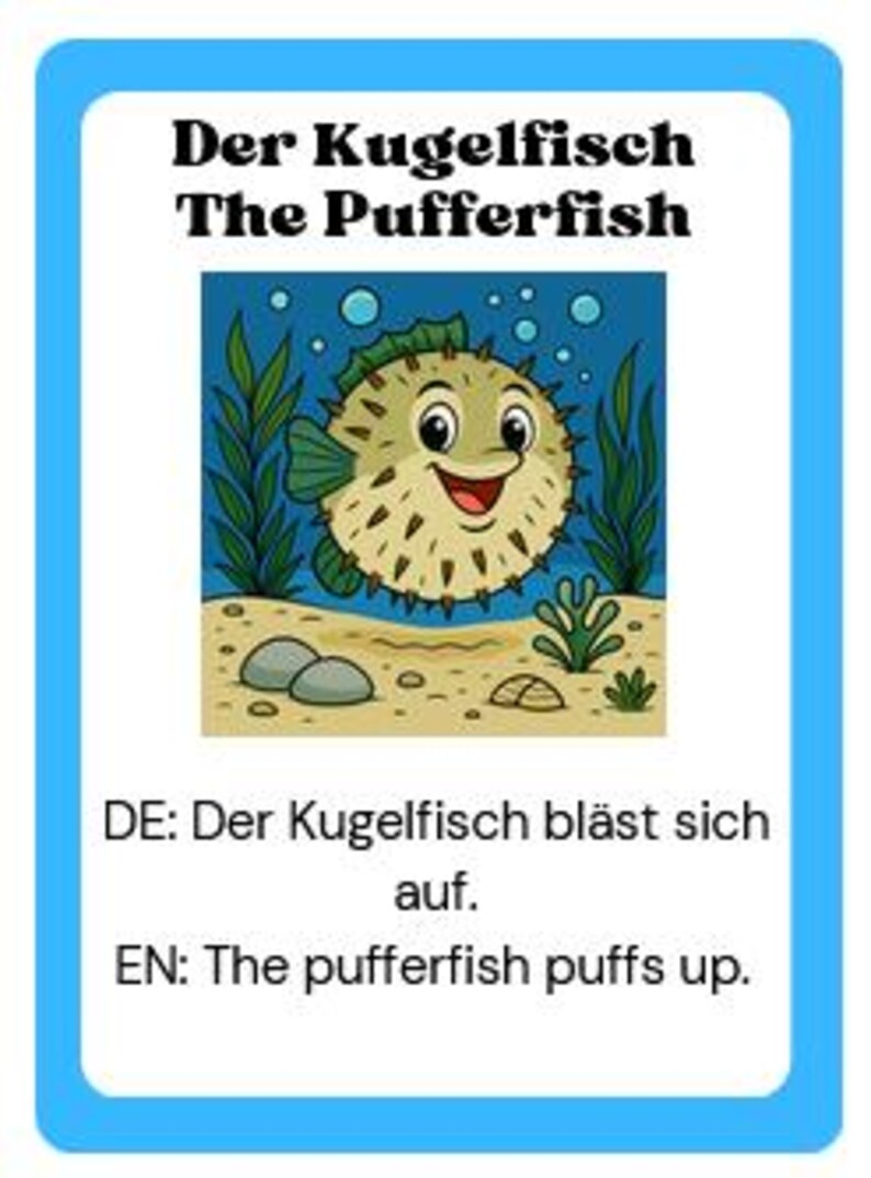 My Sea Animals Flashcards for Kids | Bilingual German English ...
