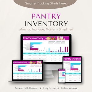 Digital Pantry Inventory List Canva Spreadsheet Printable Kitchen Food ...