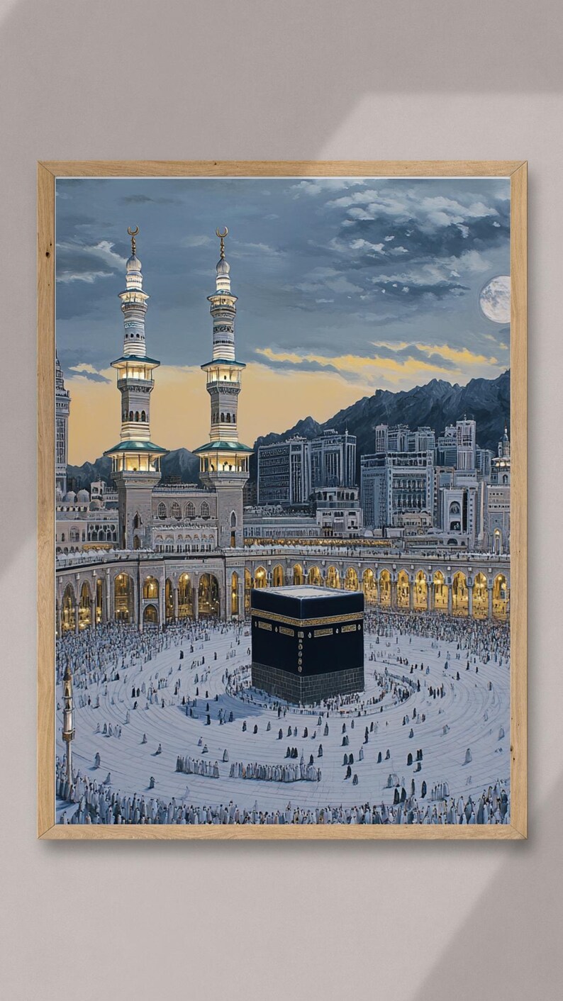 Kaaba Digital Art Print, Mecca Sacred Mosque Wall Art, Islamic Home ...