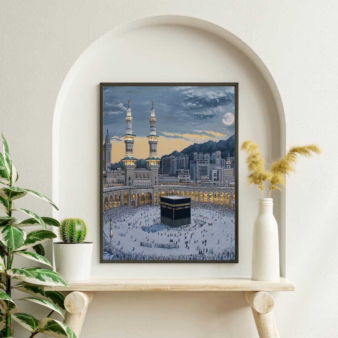 Kaaba Digital Art Print, Mecca Sacred Mosque Wall Art, Islamic Home ...
