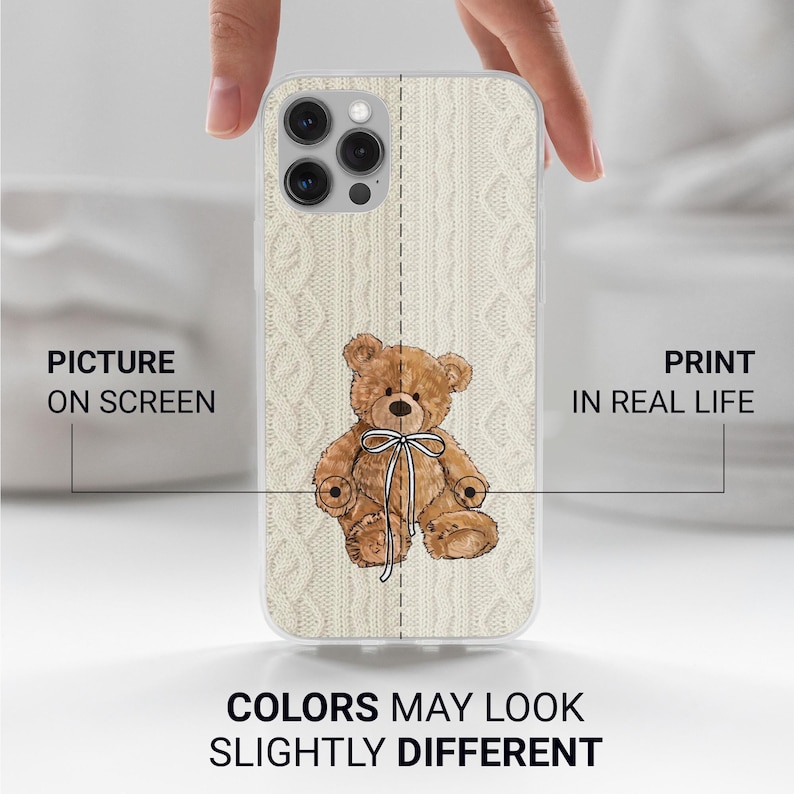 Cute Bear Phone Case Teddy Bear Plushie Cover for iPhone 17pro 16 15 ...