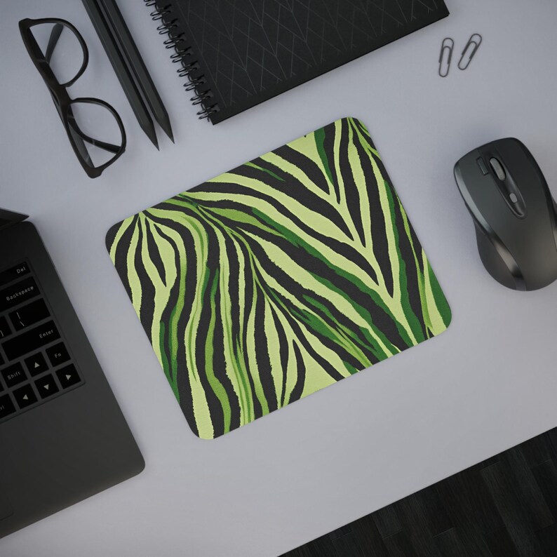 Eco-friendly Green Zebra Print Desk Mouse Pad, Office Accessories, Gift ...