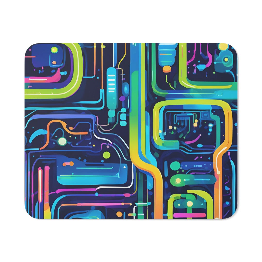 Colorful Circuit Pattern Desk Mouse Pad - Gaming Gift, Home Office ...
