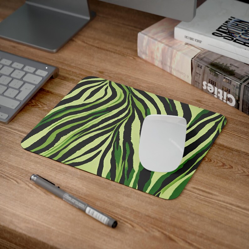 Eco-friendly Green Zebra Print Desk Mouse Pad, Office Accessories, Gift ...