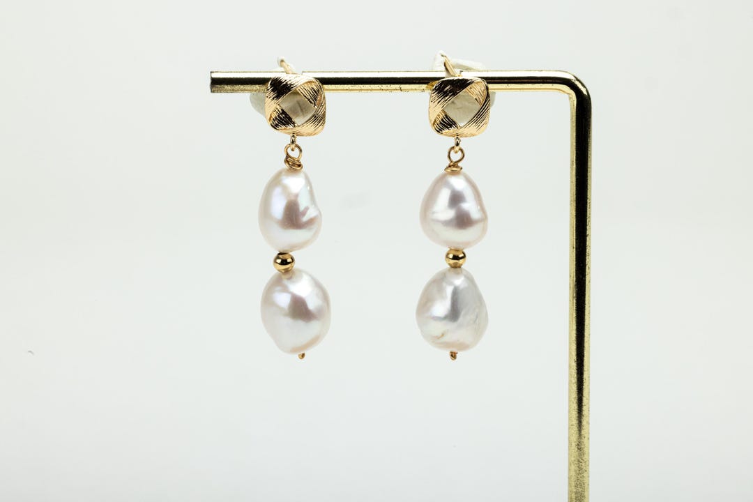 Elovia Elegant Triple Pearl Drop Earrings Valentines Gift - Etsy