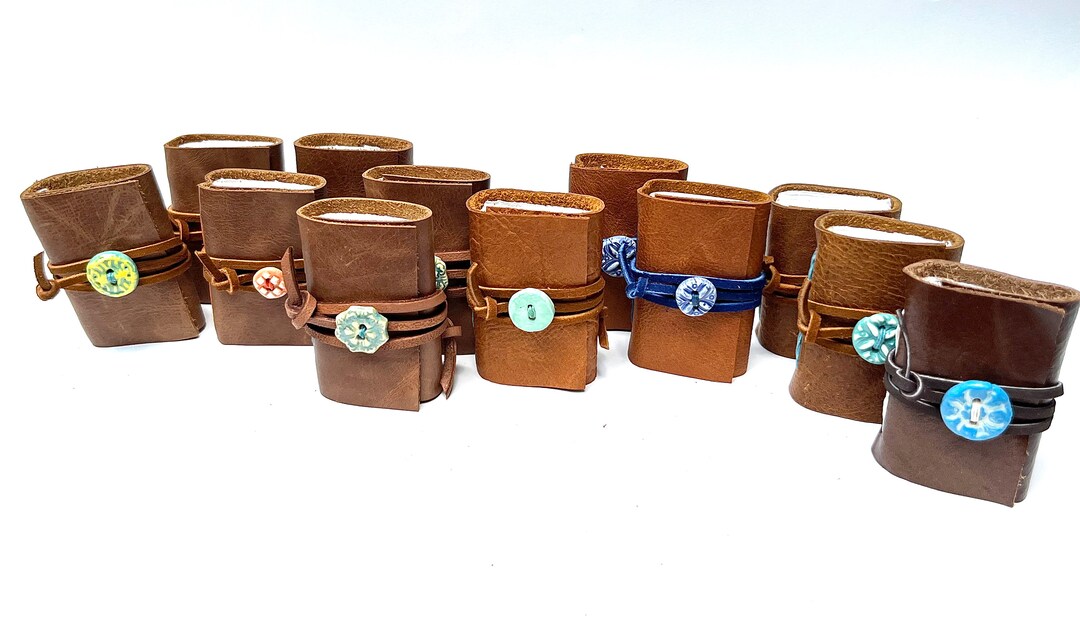 Wee Mini Leather Notebook Travel Diary Journal Handmade Button Book - Etsy