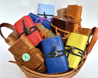 Wee Mini Notebook Handmade Black Leather Stocking Stuffer - Etsy