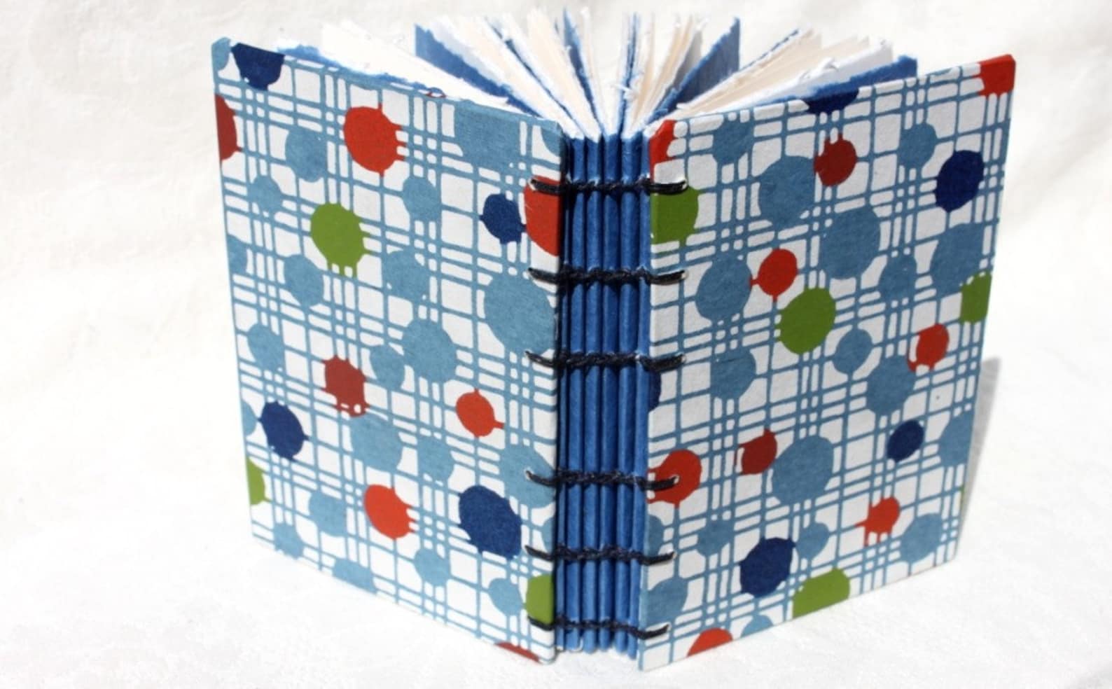 Handbound Journal or Notebook - Handmade Japanese Paper - Blue Green ...