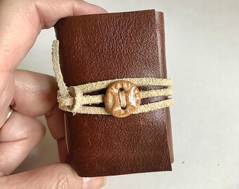 Wee Mini Notebook Handmade Black Leather Stocking | Etsy