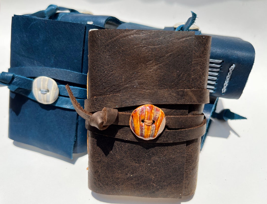 Seashell - Leather Travel Journal Diary Notebook With Porcelain ...