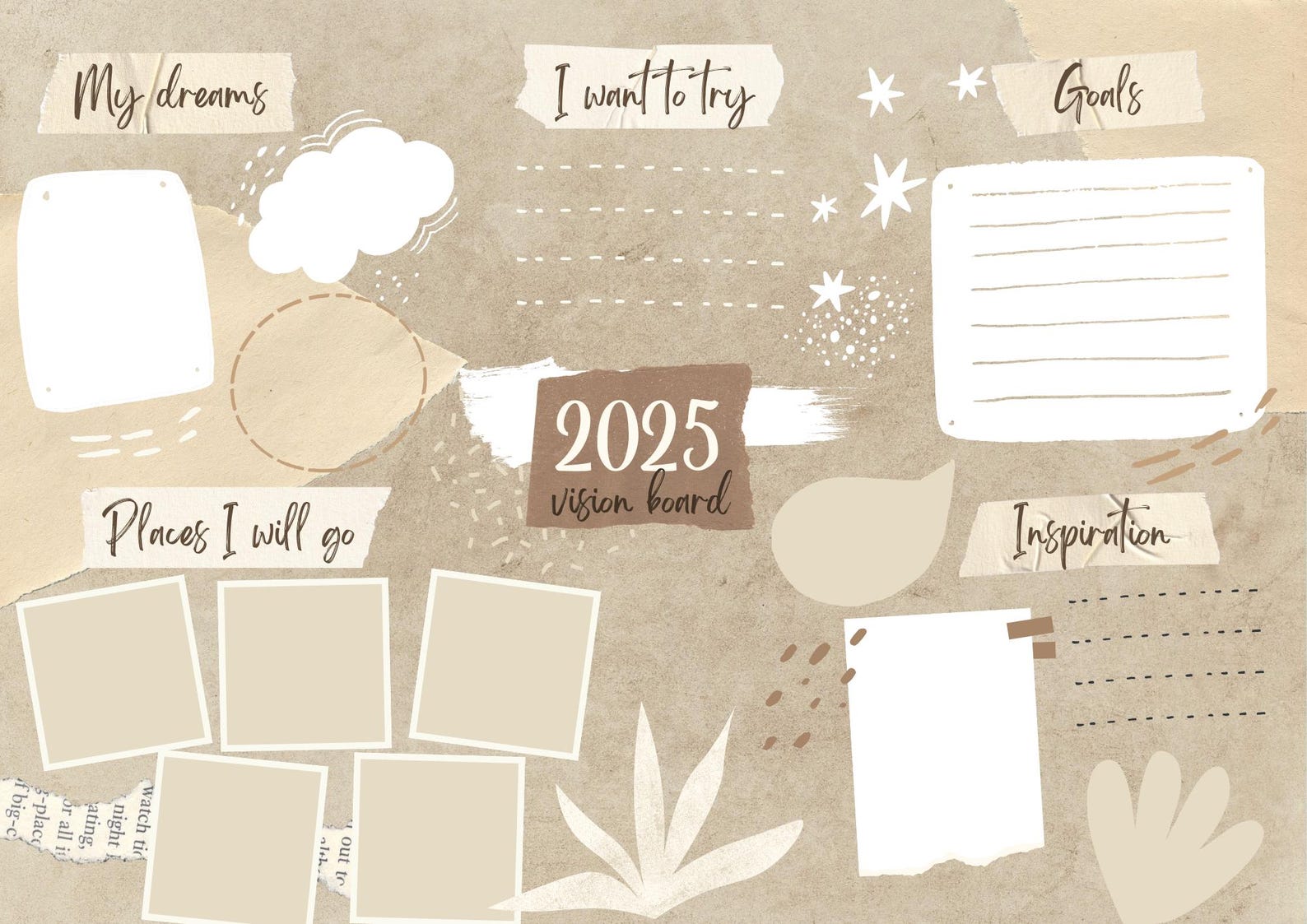 Printable Vision Board A3 Template - Etsy