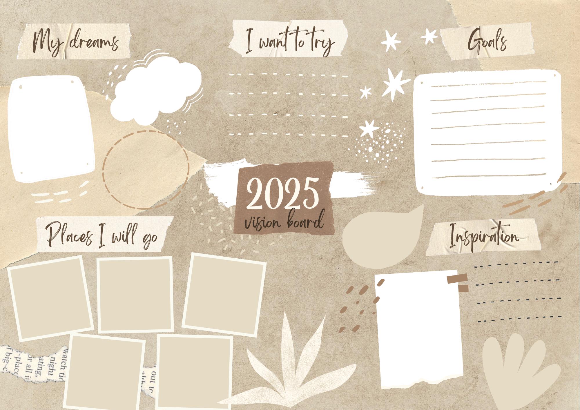 Printable Vision Board A3 Template - Etsy