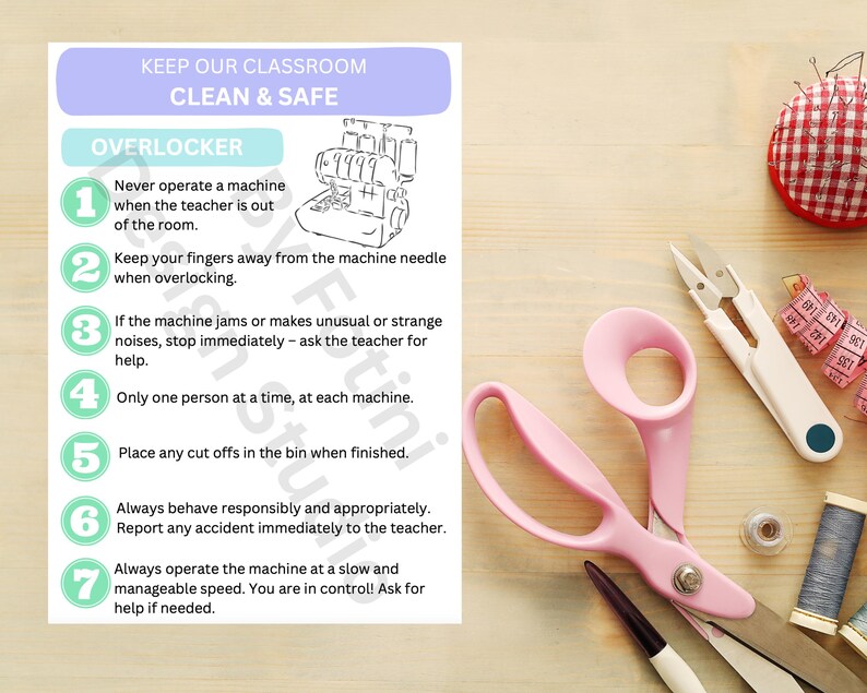 Printable Sewing Safety Classroom Poster Pack - Etsy
