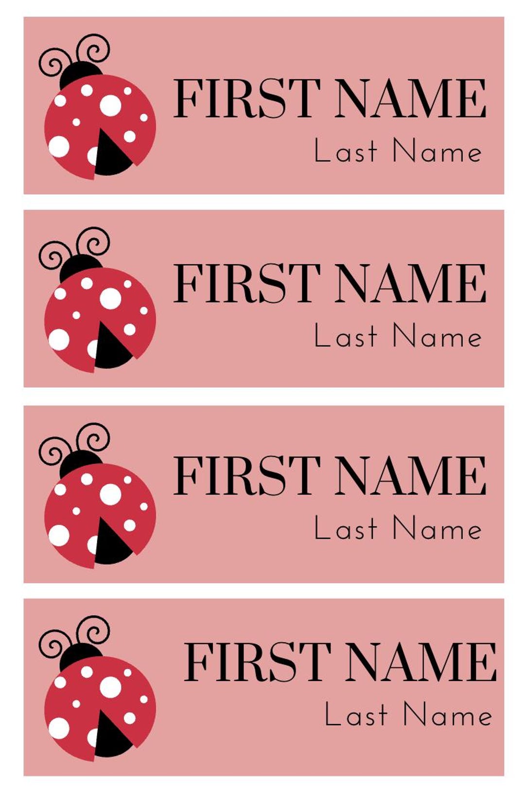 Editable and Printable Classroom Name Tags - Lady Bug Design - Etsy