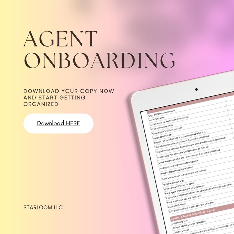 Real Estate Agent Onboarding Form - Etsy