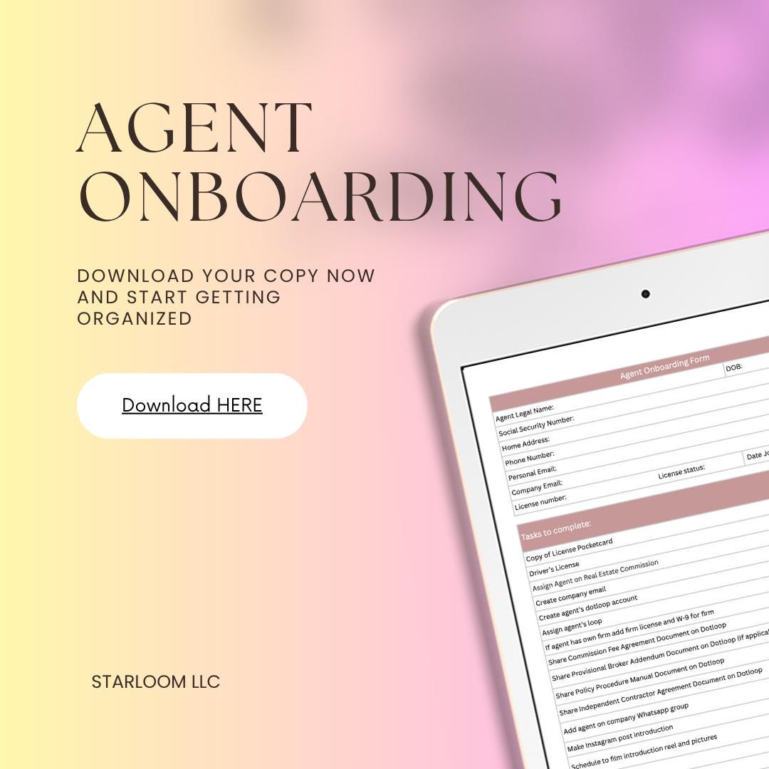 Real Estate Agent Onboarding Form - Etsy