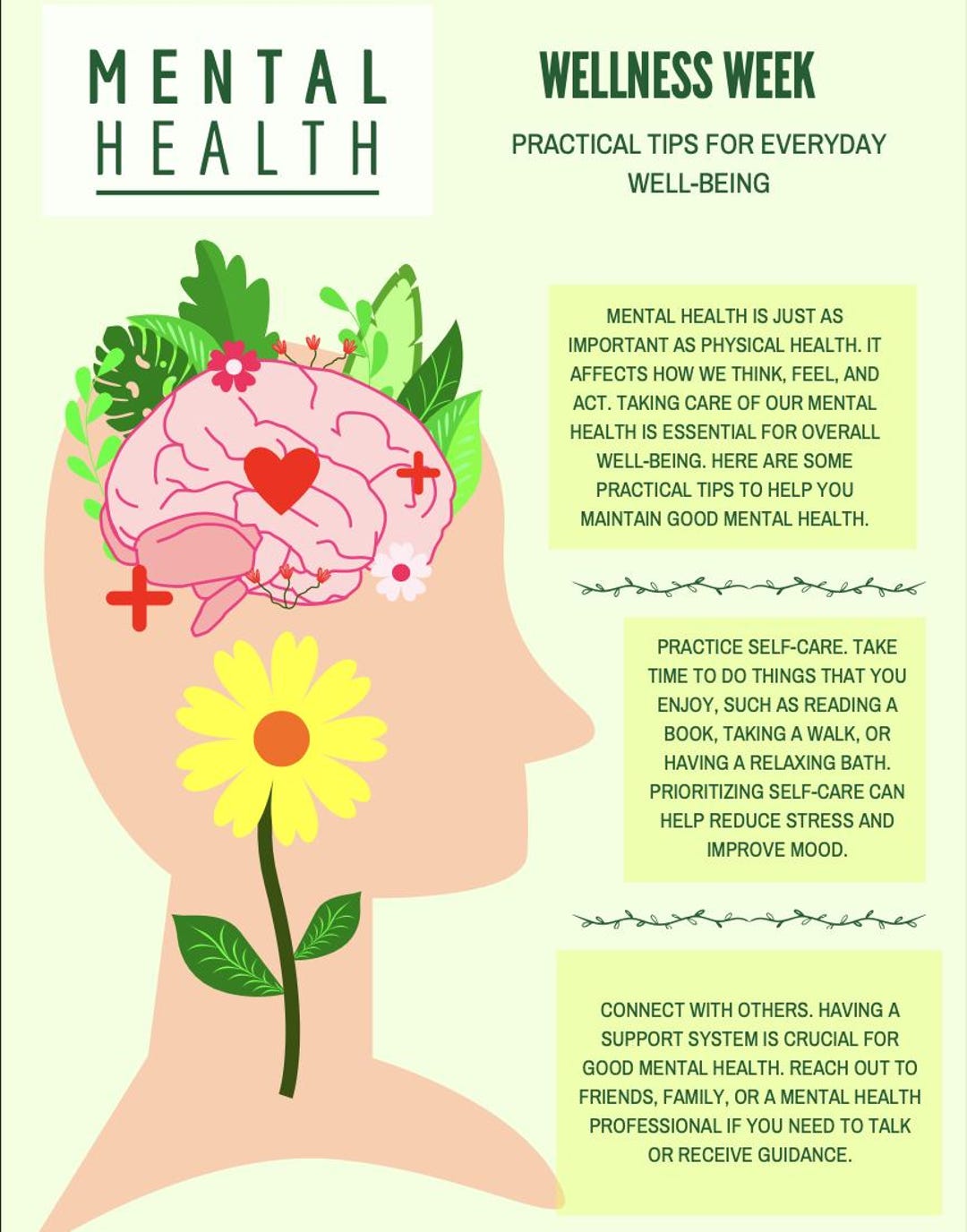 Printable Wellness Week Poster | Mental Health Tips | PDF Download - Etsy