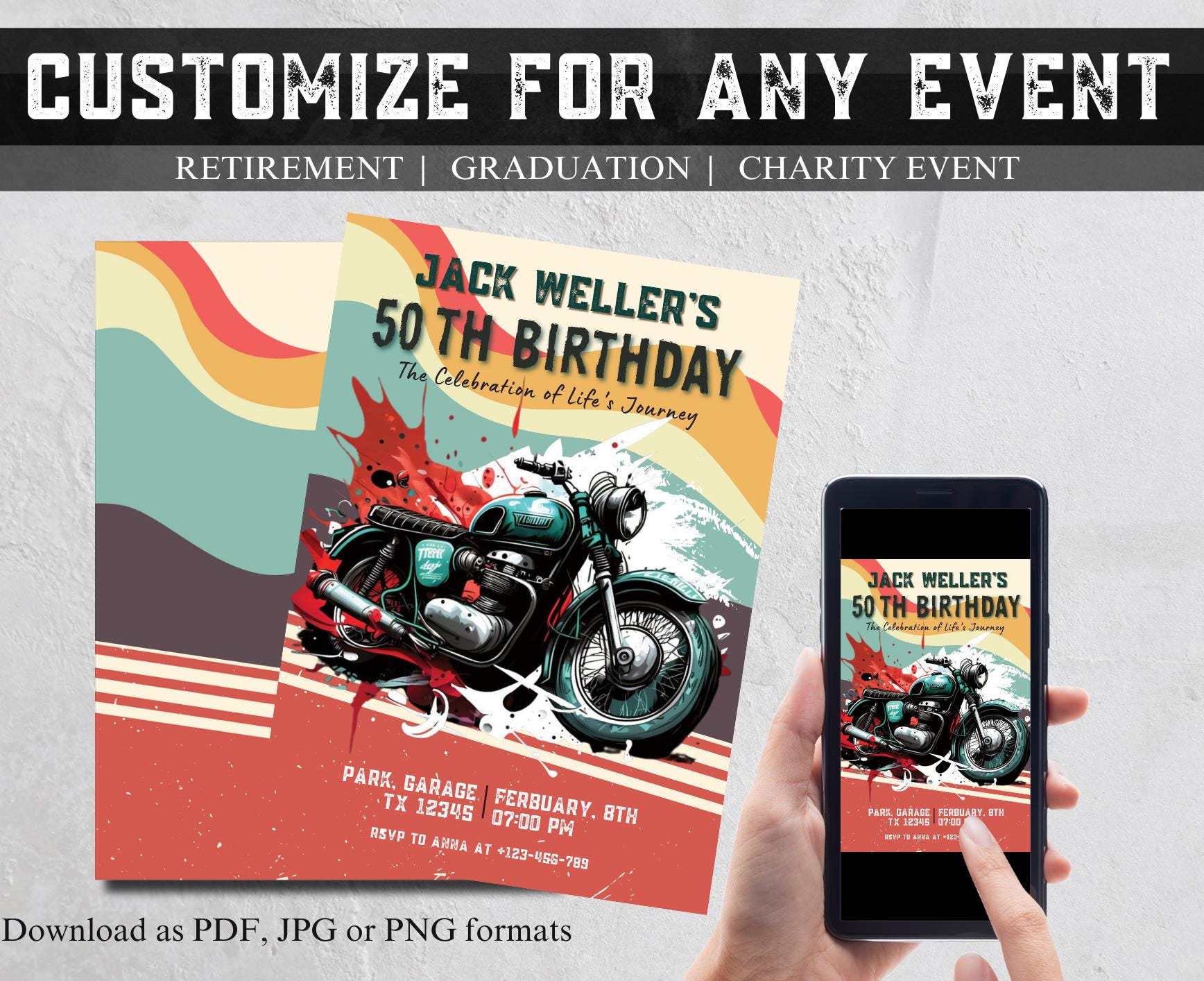 Editable Motorcycle Birthday Invitation, Motorbike Party Invite, Boys ...