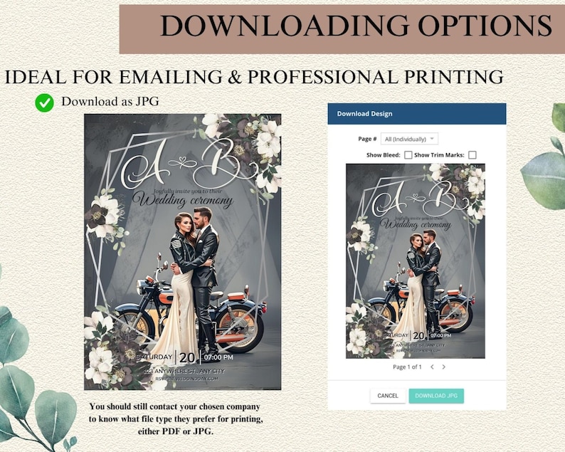 Vintage Motorcycle Wedding Invitation, Editable Motorbike Digital ...