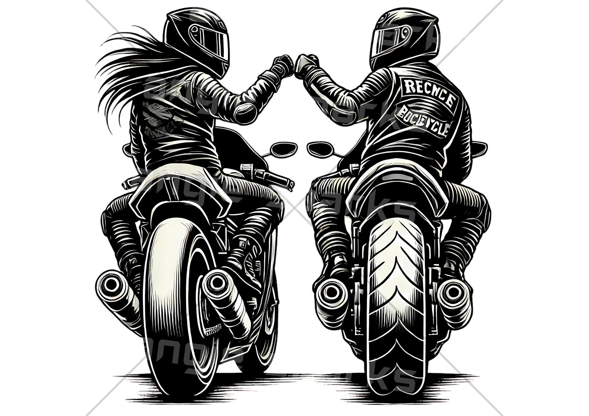 Biker Couple SVG PNG, Motorcycle Couple Vector Image, Biker Couple ...