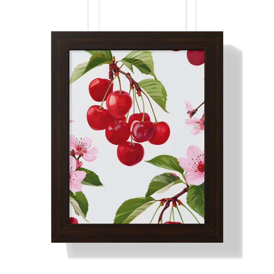 Cute Cherry Poster, Home Decor, Cute Home Decor, Cute Decor, Frame ...