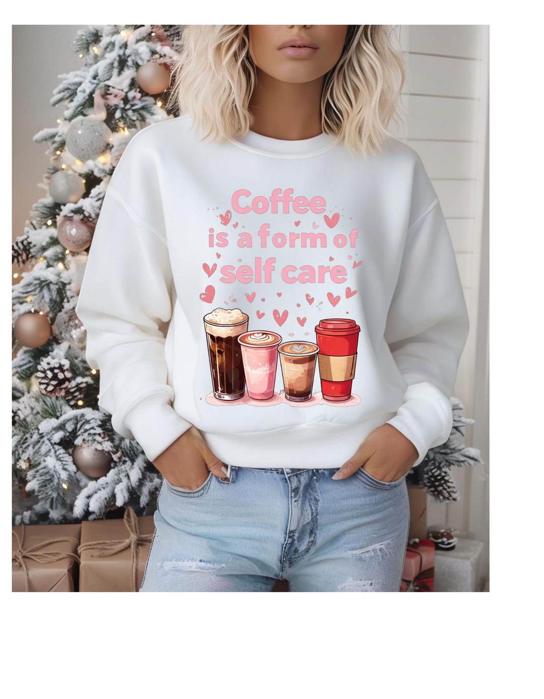 Coffee Self Care Crewneck Sweatshirt, Lightweight Pullover, Comfortable ...