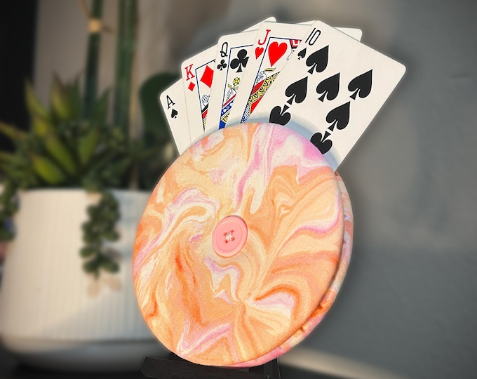 Handmade Padded Playing Card Holder: Blue Hearts Game Aid for Kids ...