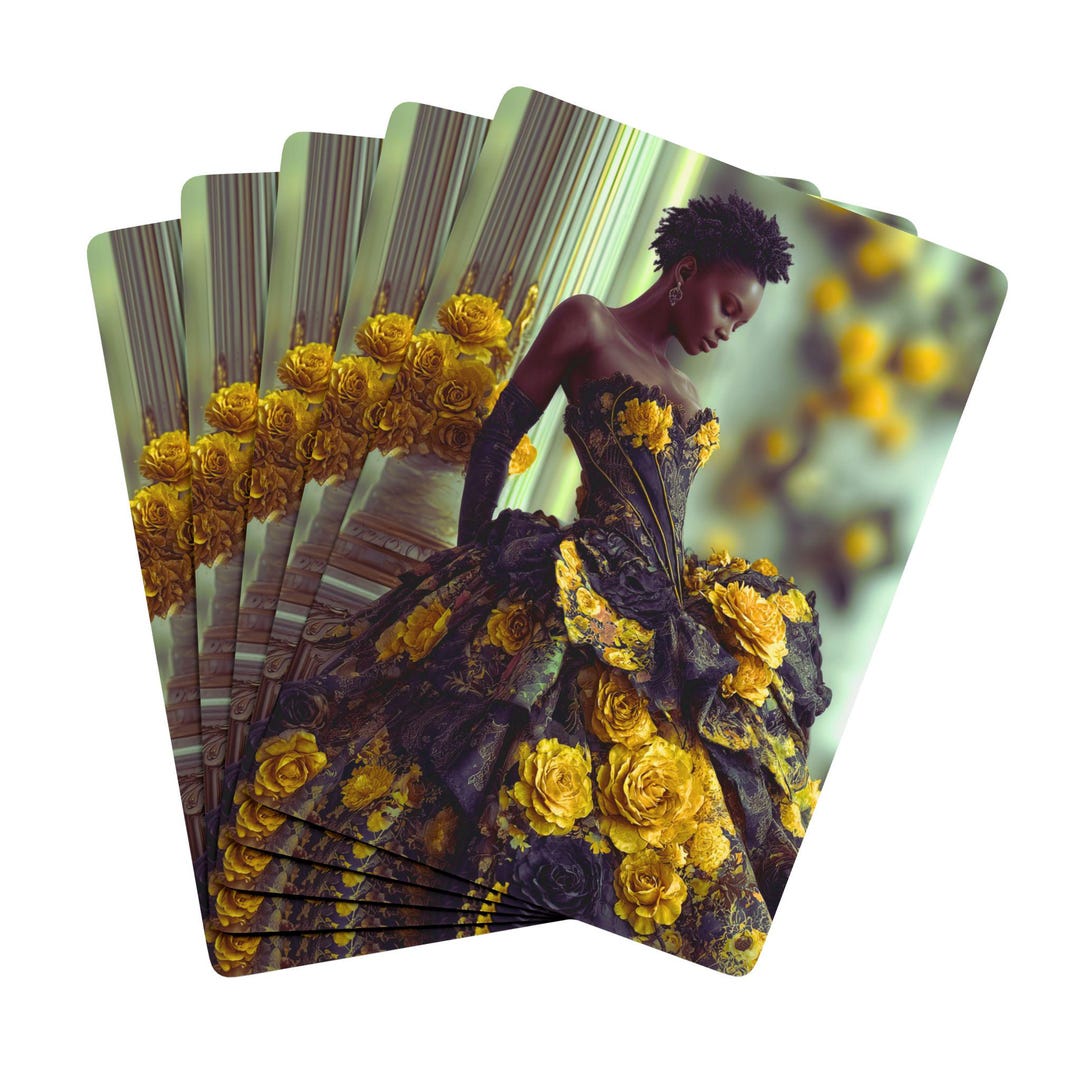 Black Regency Woman Classic Playing Cards | Lady in Black and Yellow ...