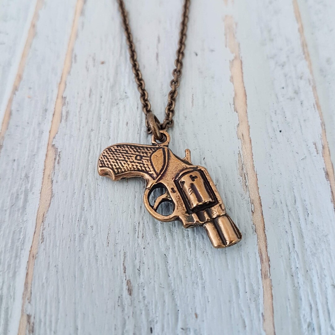 Gold Gun Necklace Gun Charm Necklace Revolver Pendant - Etsy